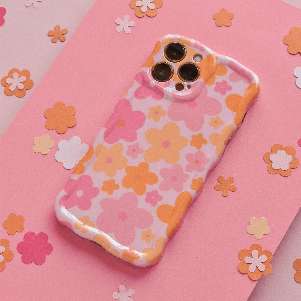 Wavy iPhone Case - Pink & Orange Bloom | Coconut Lane
