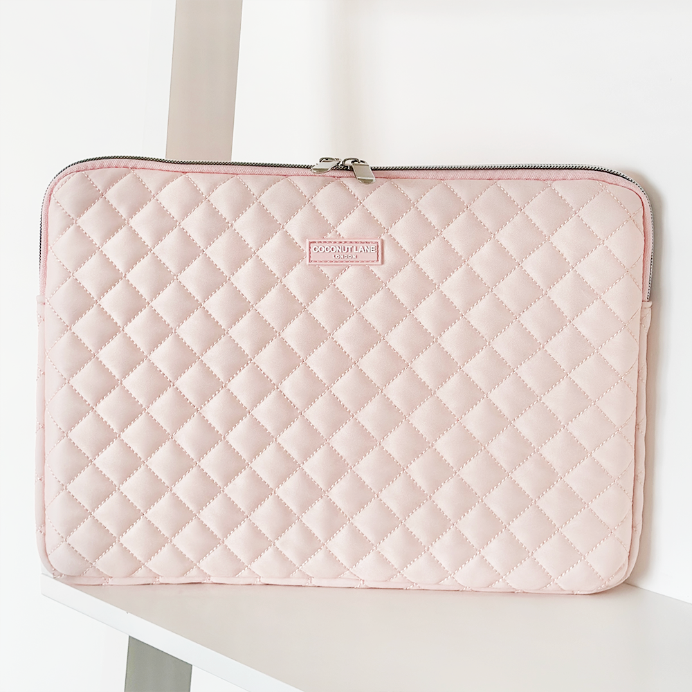 Quilted Marshmallow Pink Laptop Sleeve | MacBook Cases | Coconut Lane