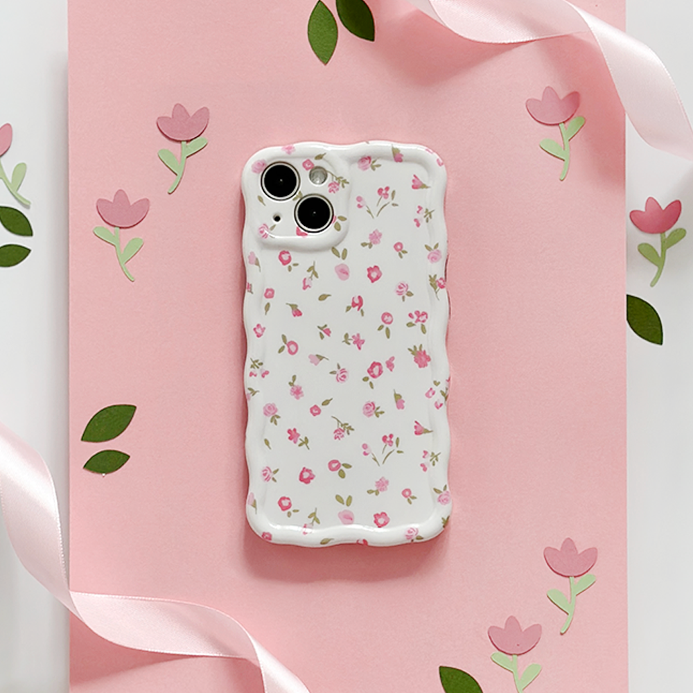 Wavy iPhone Case - Pink Watercolour Flowers | Phone Cases | Coconut Lane