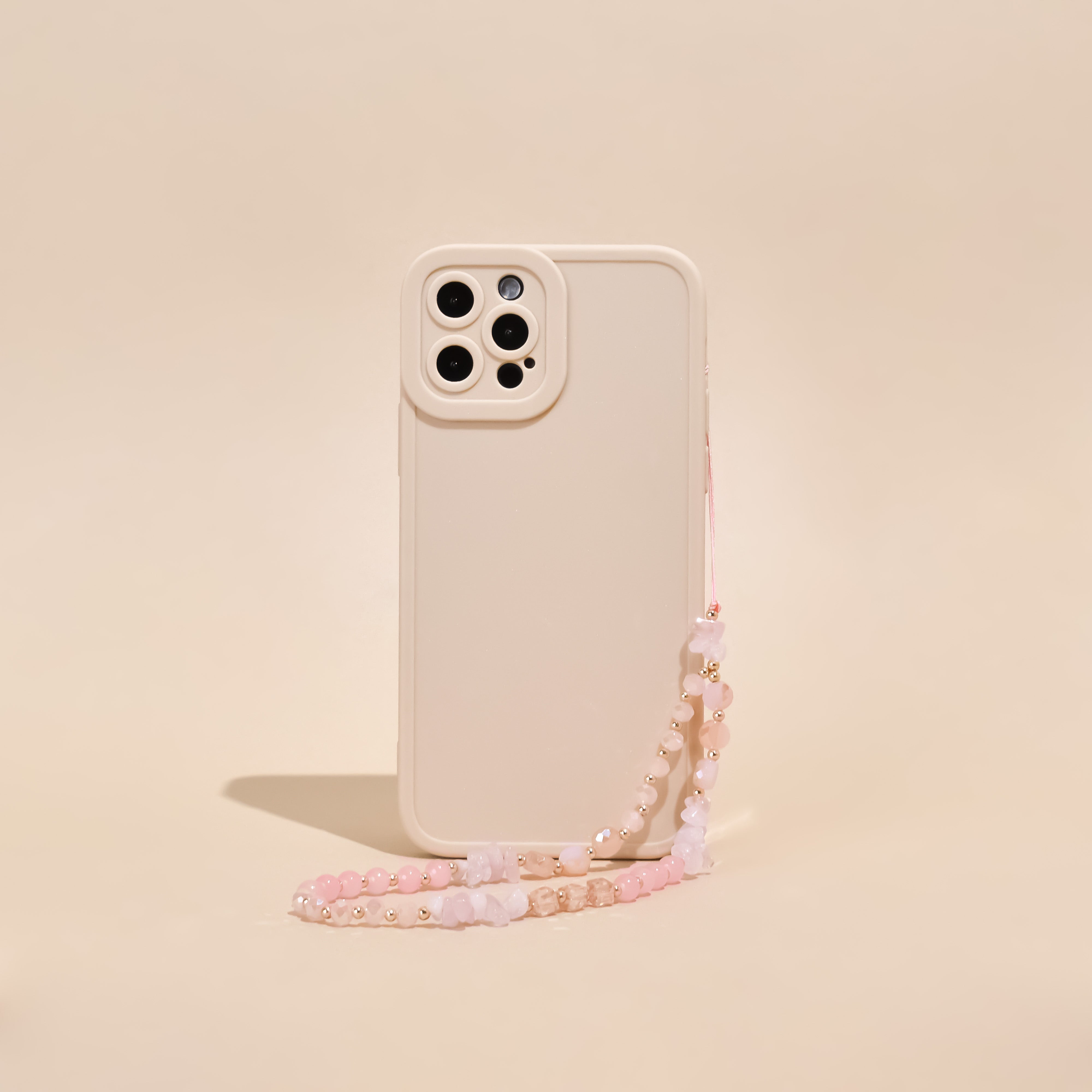 Beaded Phone Strap - Pink & Gold | Phone Charm | Coconut Lane