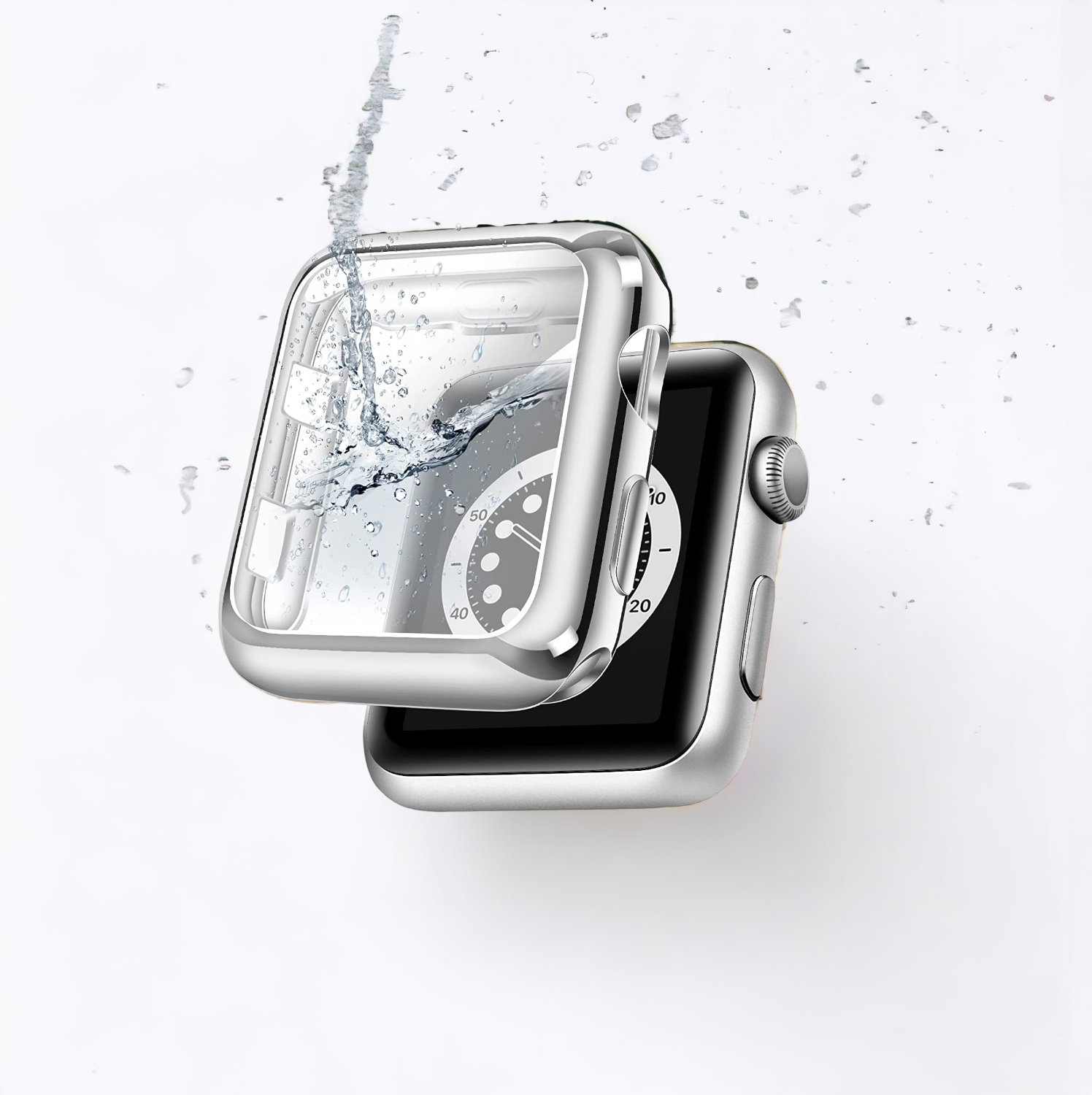 2-in-1 Metallic Apple Watch Case & Built-In Screen Protector - Silver ...