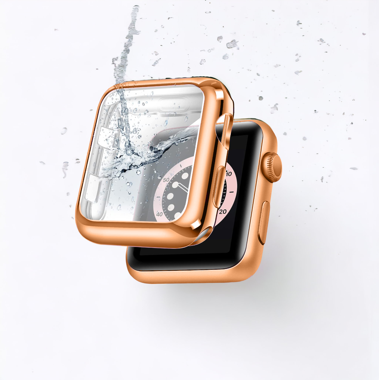2-in-1 Metallic Apple Watch Case & Built-In Screen Protector - Rose Go ...